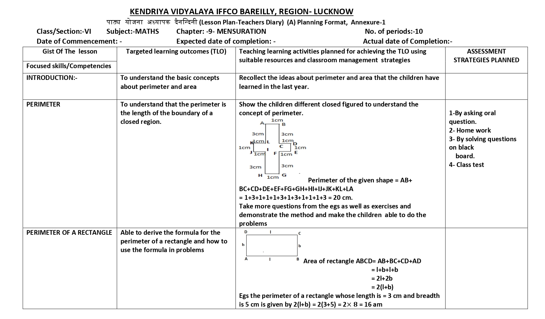 Mathematics Lesson Plan For Class 6 Chapter Wise CBSE CONTENT Mathematics Lesson Plan For Class 6 Chapter Wise CBSE CONTENT