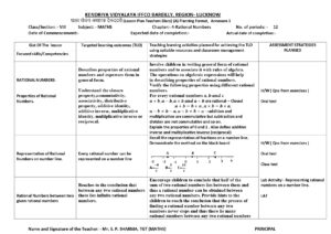Mathematics Lesson Plan for Class 8 Chapter Wise - CBSE CONTENT