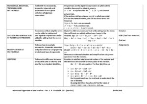 Mathematics Lesson Plan for Class 8 Chapter Wise - CBSE CONTENT